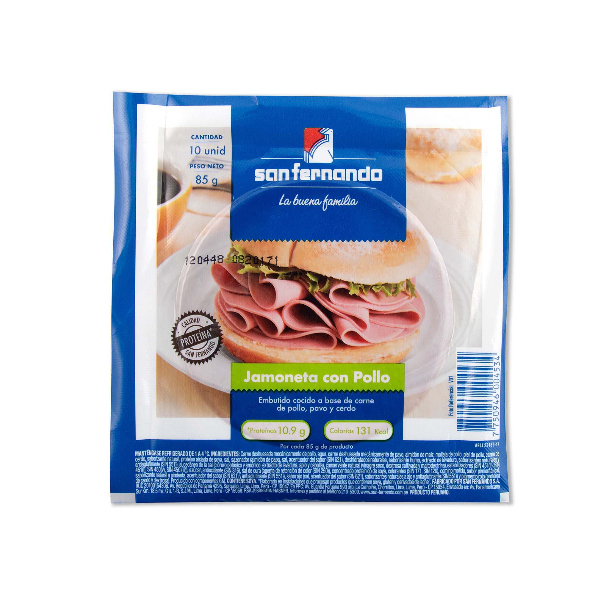 SAN FERNANDO JAMONETA CON POLLO 85G | PLAZA MULTIPACK