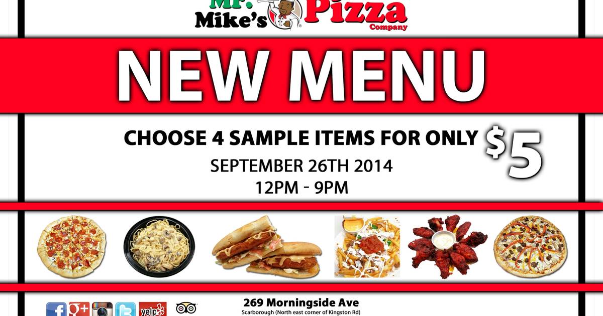 Mr. Mike's Pizza Company new menu launch.