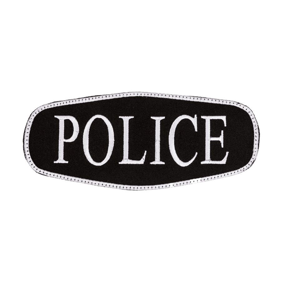 "POLICE" Large Embroidered Name Plate - Black/White - Haven Gear