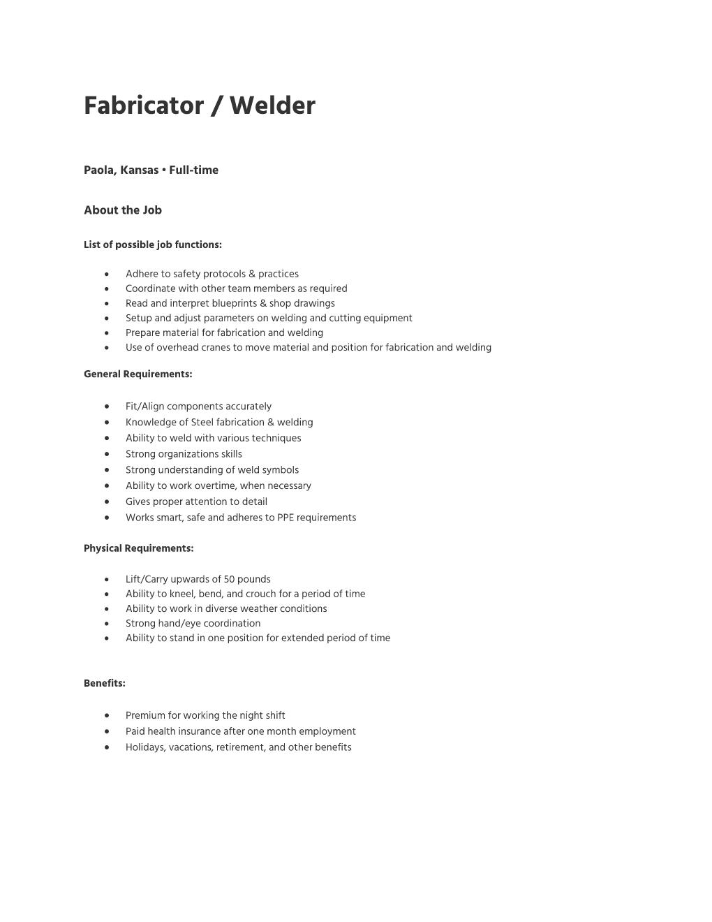 Careers | Doherty Steel, Inc. | Doherty Steel