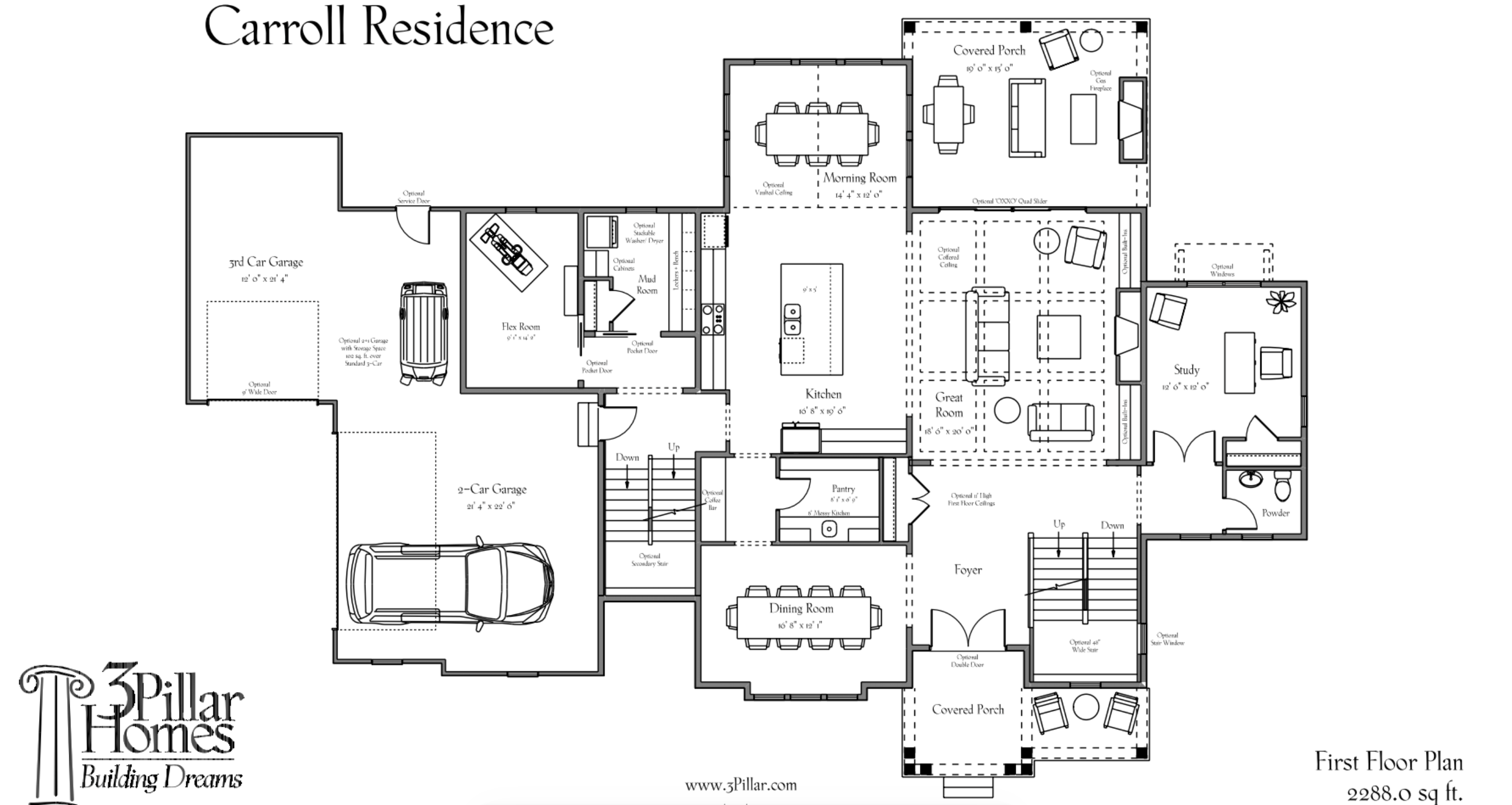 The Carroll Residence Floor Plan | 3 Pillar Homes