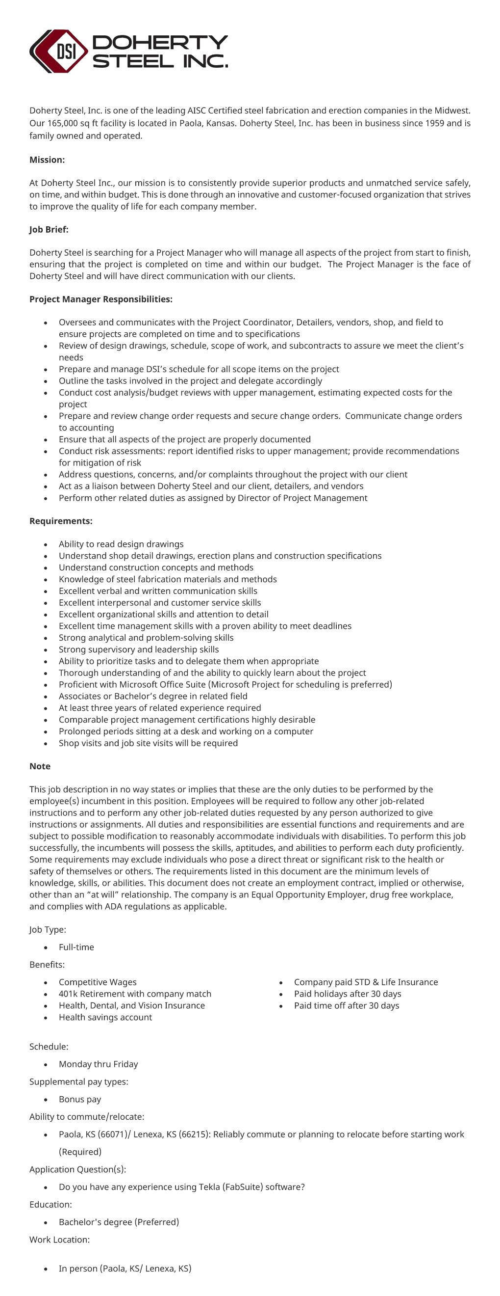 Careers | Doherty Steel, Inc. | Doherty Steel