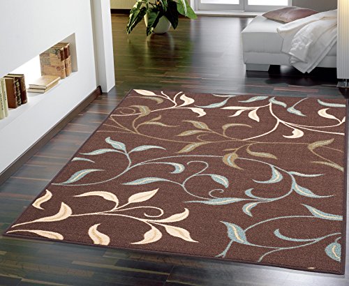 849928001344 - Ottomanson Contemporary Leaves Design Modern Area Rug, 5 ...