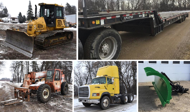 Heavy Equipment: Dozers, Tree Shear, Trucks, Forklift, Crane, Trailers