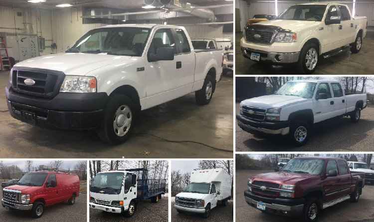 (5) Pickup Trucks, Cube Van, Cargo Van & Flatbed