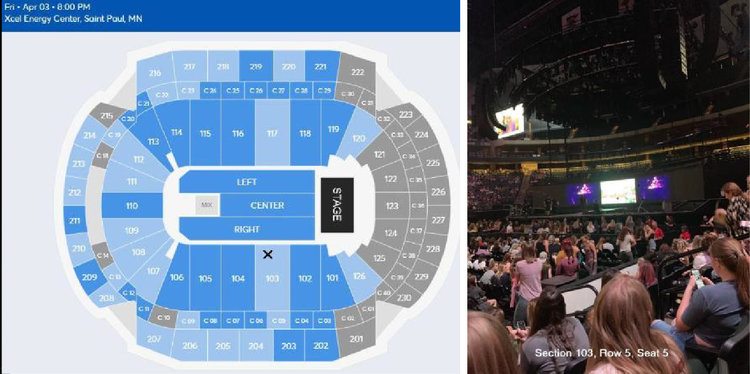(2) Eagles Concert Tickets Lower Level Sec 103 Row 6