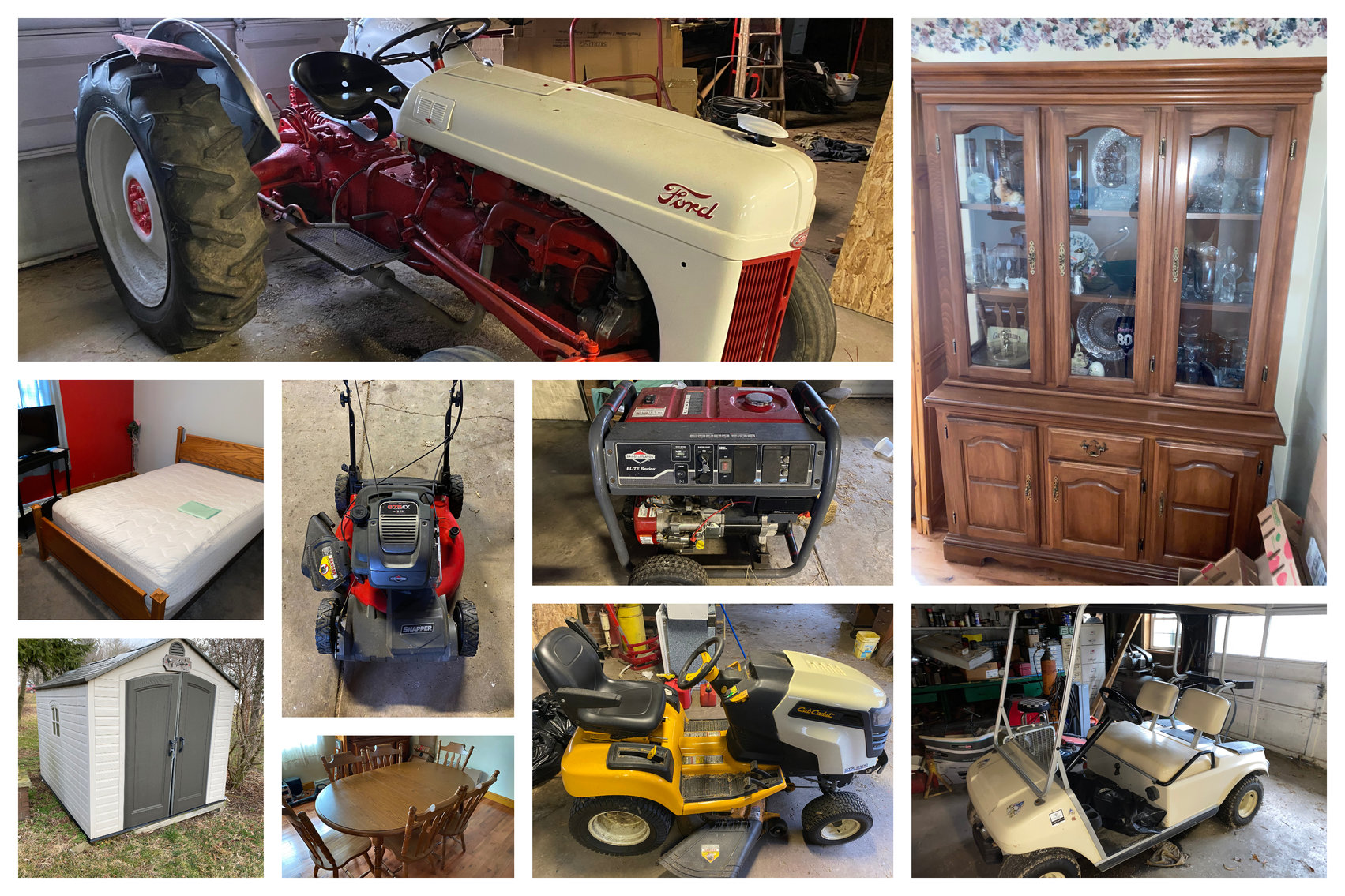 Tractor, Golf Cart, Riding Mower, Tools, Home Furnishings, & more