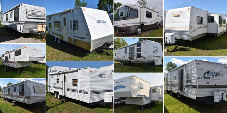 15 Units: (1) Motorhome, (11) Travel Trailers & (3) 5th Wheels