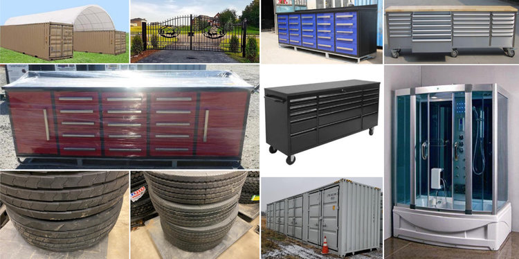 New 40' Sea Container, New Work Benches, Storage Buildings, Tires, Car ...
