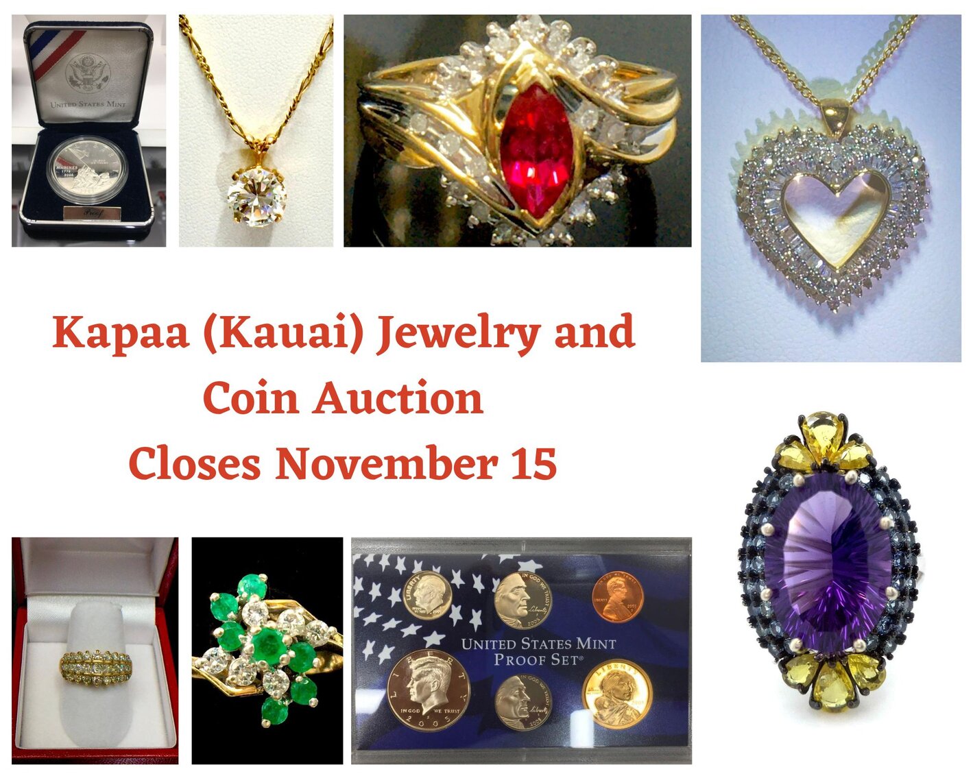 11/13 Kapaa (KAUAI) Jewelry and Coins Auction