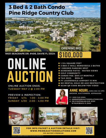 Condo Real Estate Online Auction, Pine Island Ridge Golf Community
