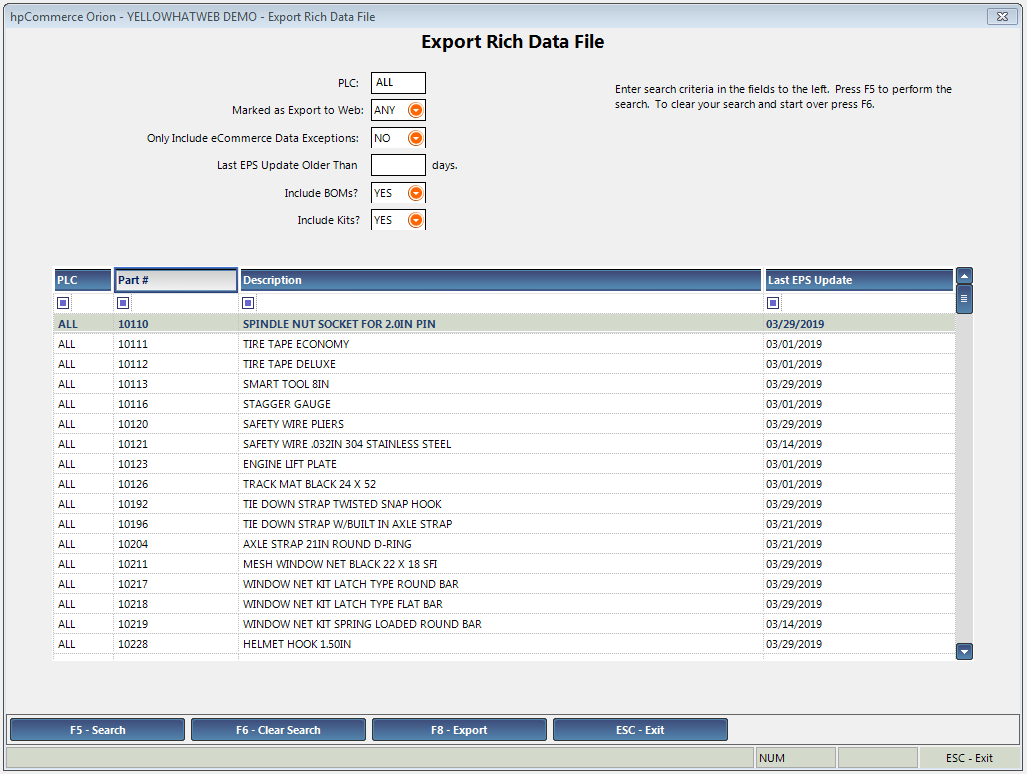 Export Combined Data File