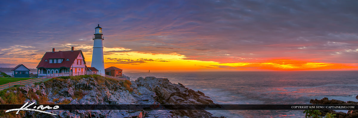 Cape Elizabeth Lighthouse Panorama Sunrise Portland Head Light | HDR ...