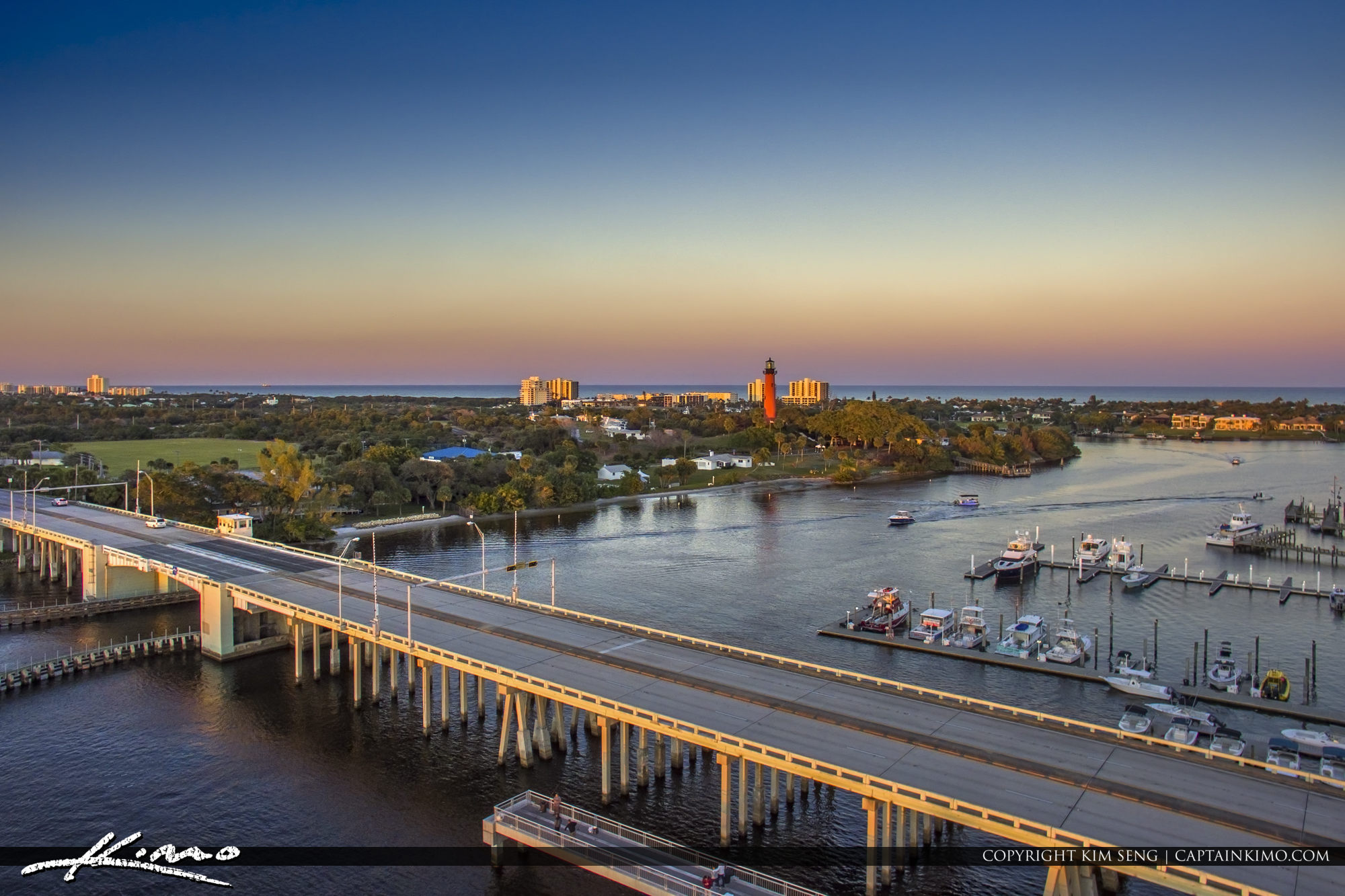 Jupiter Inlet Lighthouse Pink Colors at Sunset | HDR Photography by ...