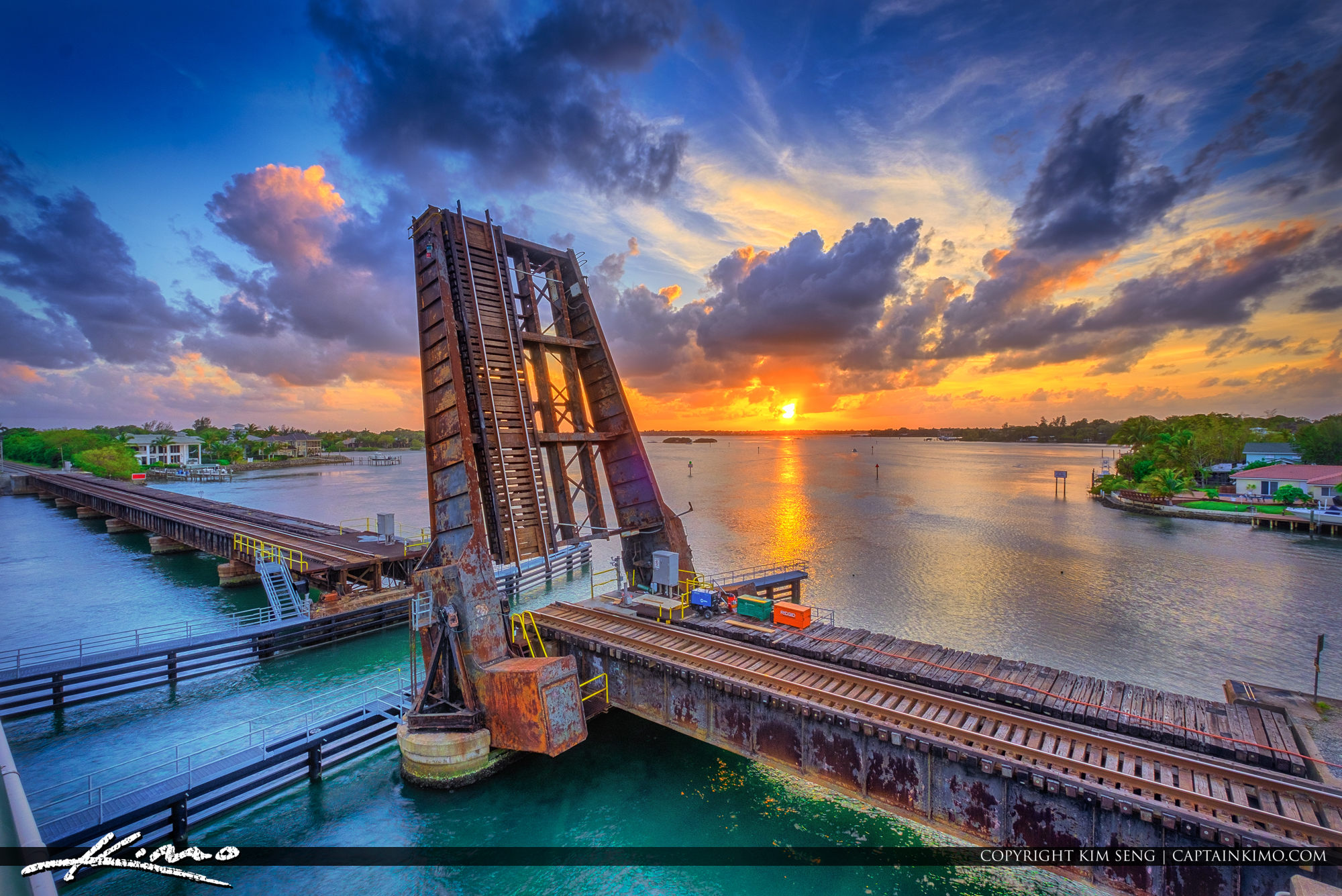 Jupiter Florida Sunset Train Tracks at Drawbridge