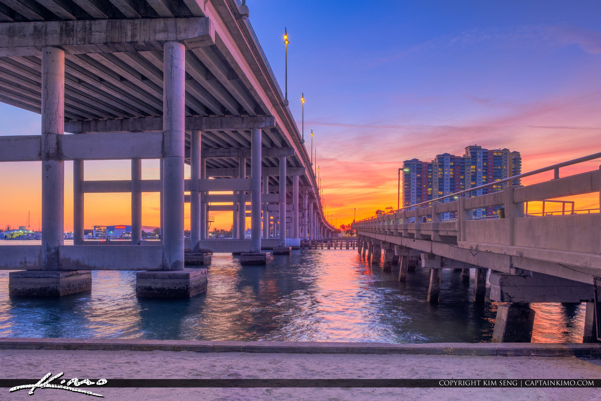 Blue Heron Bridge Sunset Between Fishing Half Bridge | HDR Photography ...