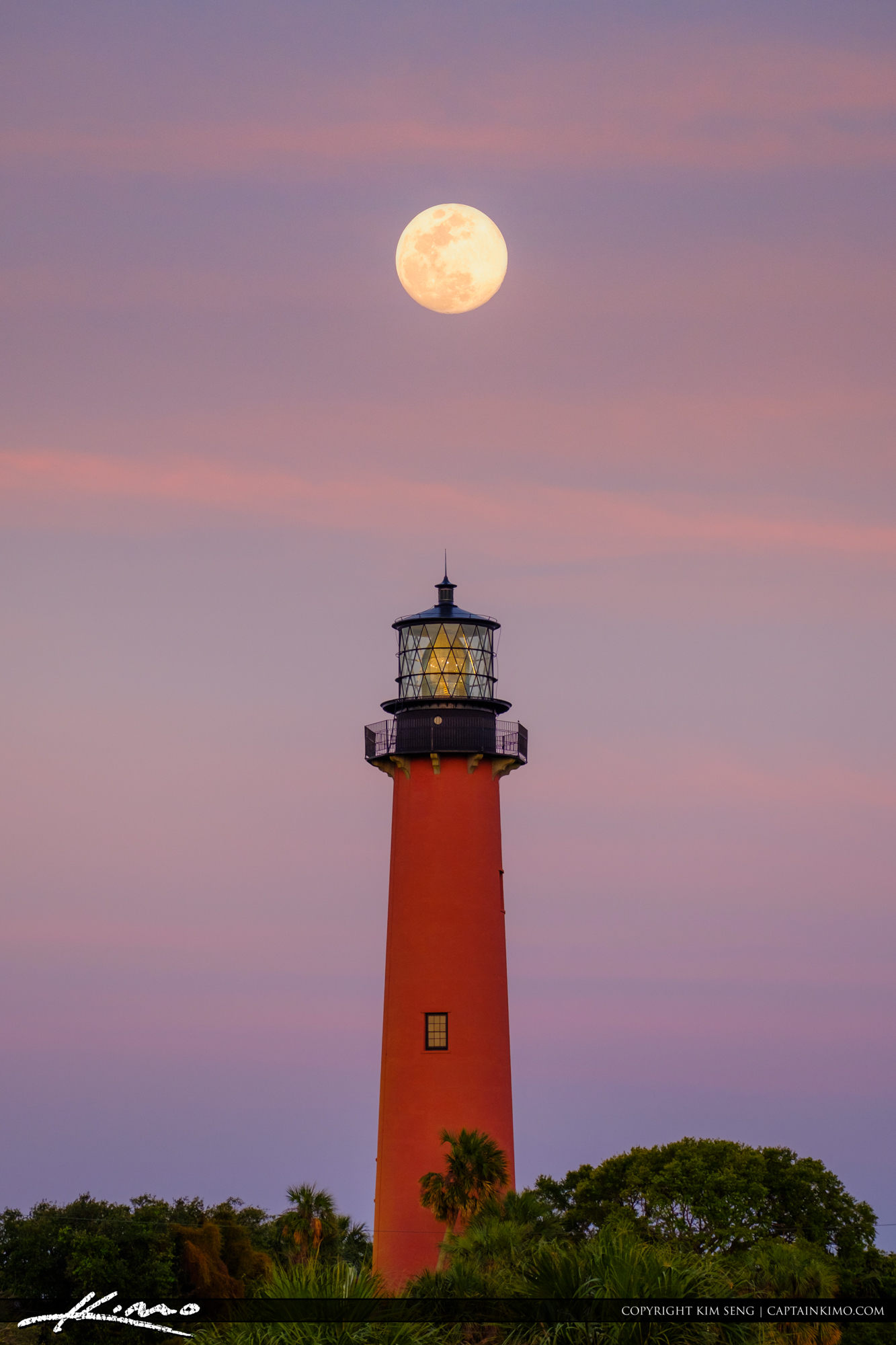 Jupiter Lighthouse Pink Moon Rise April 2018 | HDR Photography by ...