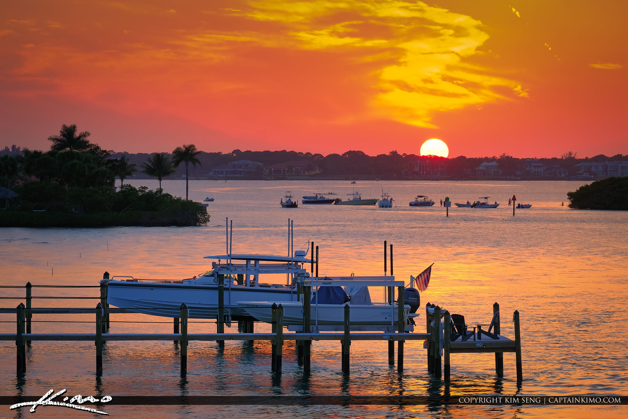 Sunset Loxahatchee River Boaters at Sandbar Jupiter Florida | HDR ...