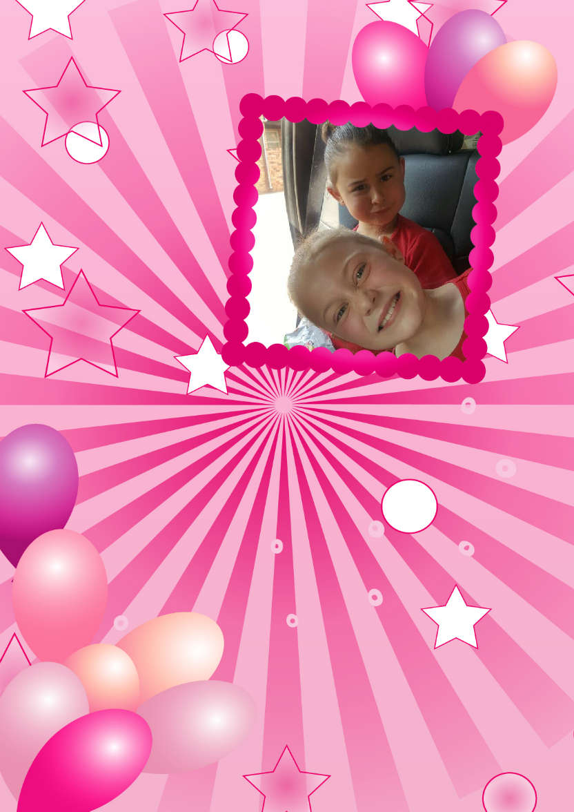 Birthday Balloons Aperture Card Front Pink in Card Creator Gallery