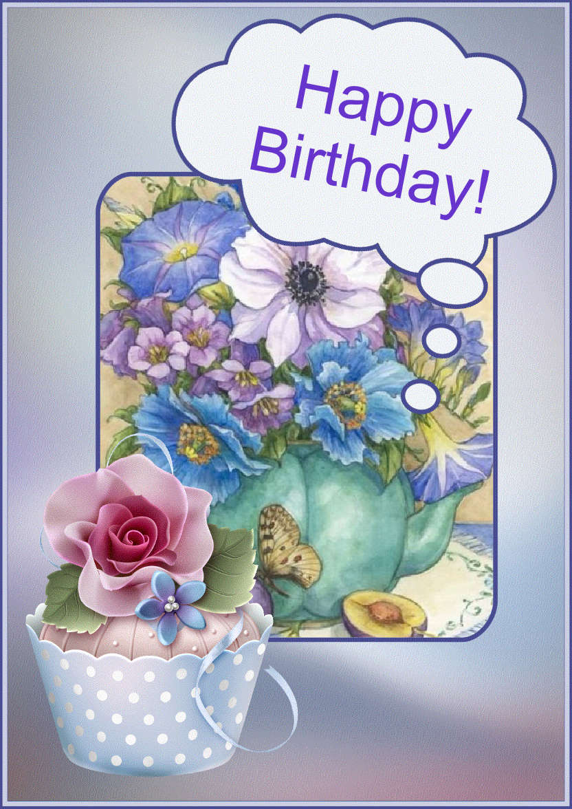Cupcake and Flowers Card Creator in Card Creator Gallery