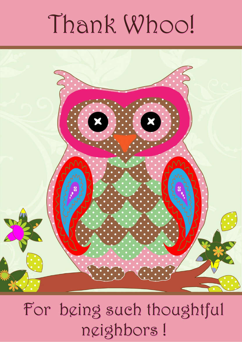 Thank Whoo Owl Card Front in Card Creator Gallery