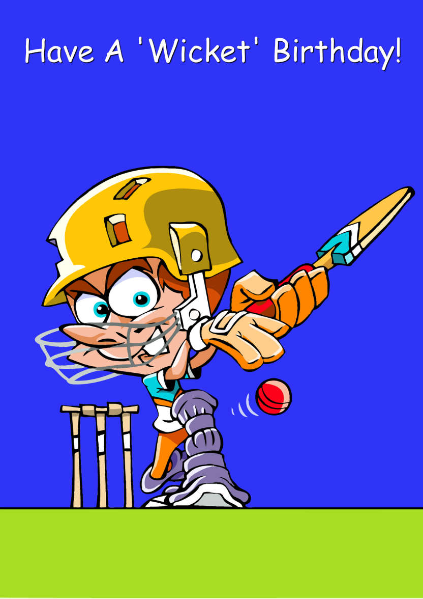 Cartoon Cricket Player Card in Card Creator Gallery