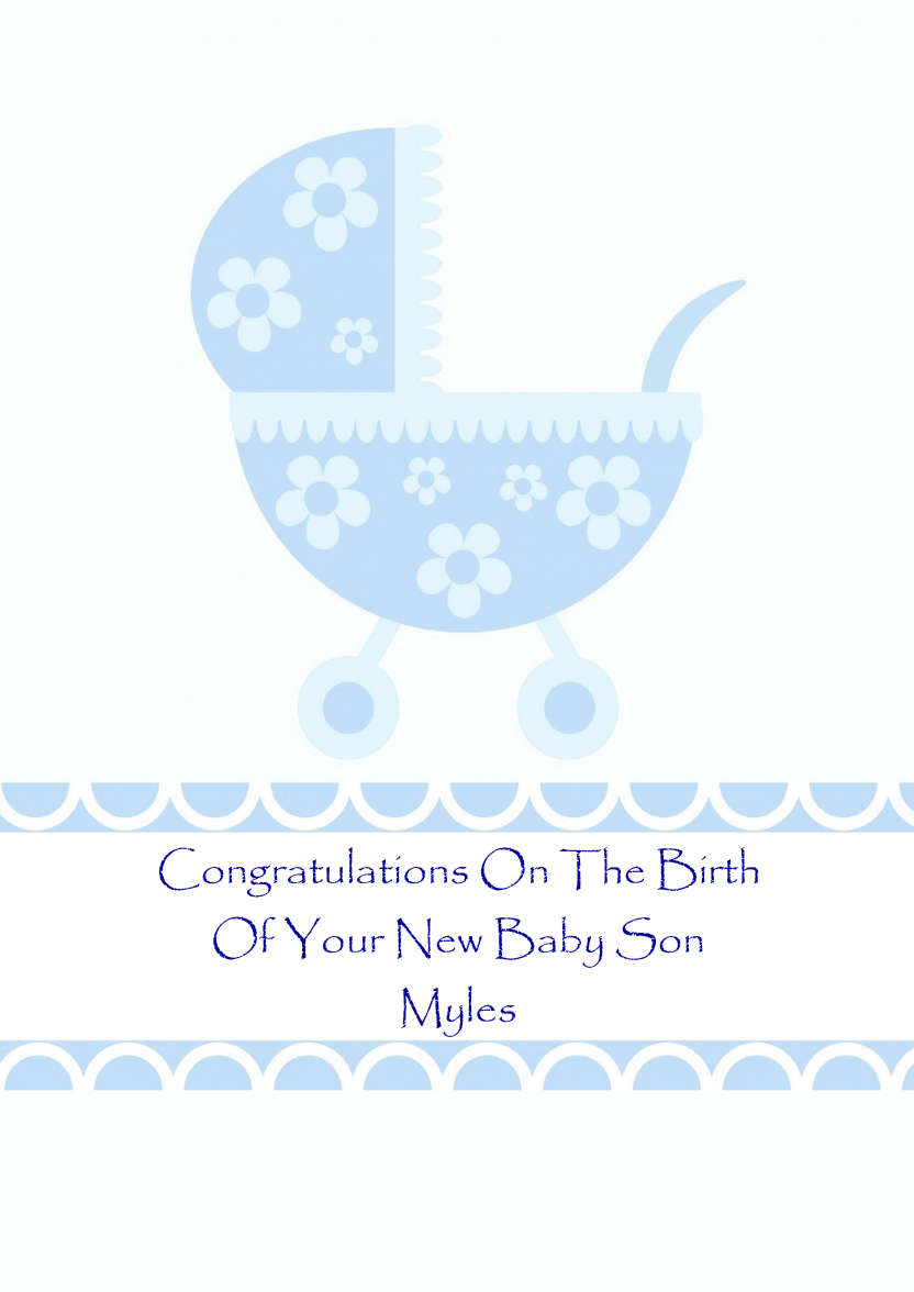 New Baby Boy Pram Card Front in Card Creator Gallery