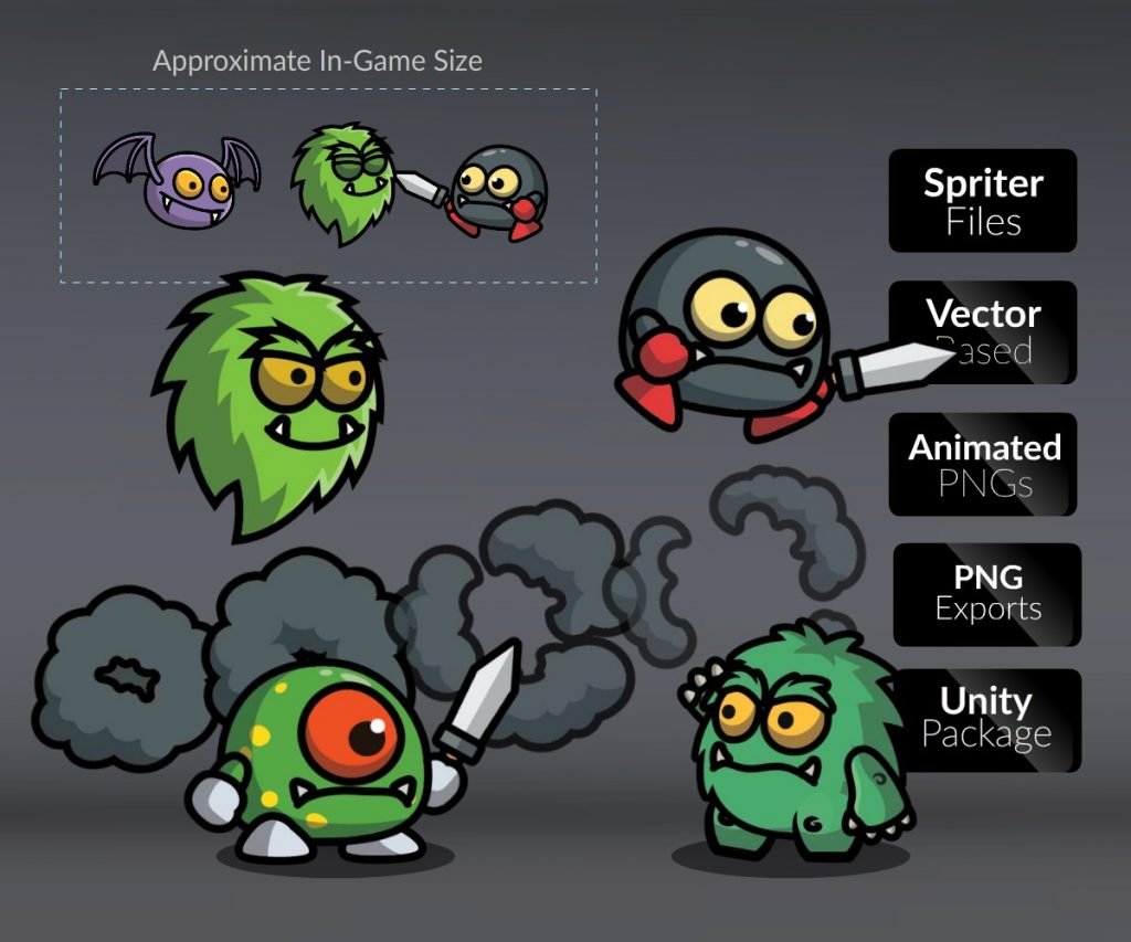 Cartoon Enemy 8 Pack – Royalty Free Game Art | CartoonSmart.com