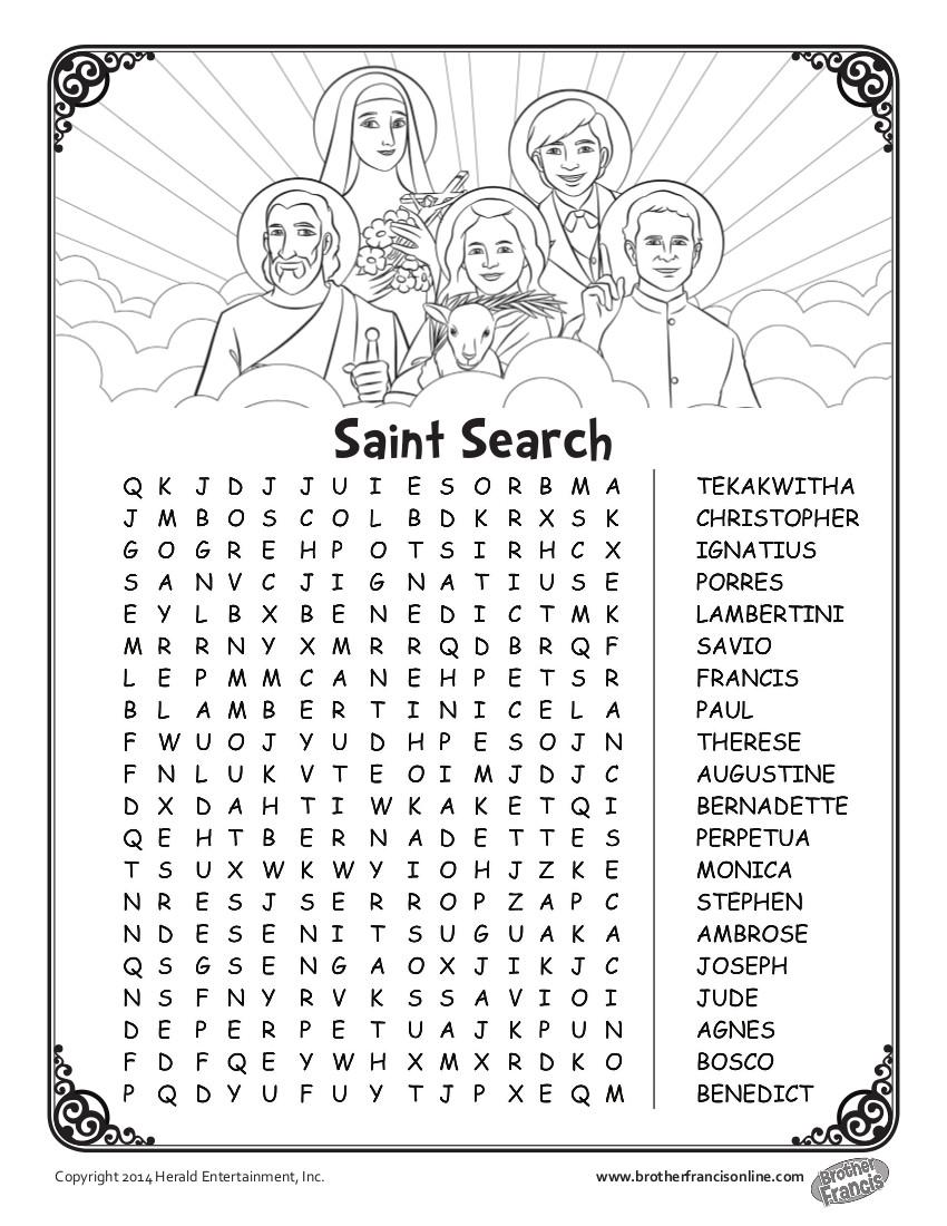 Saints word search - CatholicBrain.com