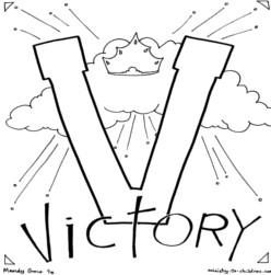 Coloring Page-V-Victory - CatholicBrain.com