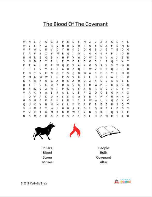 The Blood of the Covenant - Word Search - CatholicBrain.com