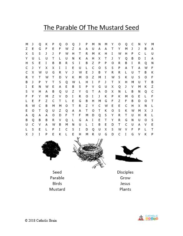 The Parable of the Mustard Seed - Word Search - CatholicBrain.com