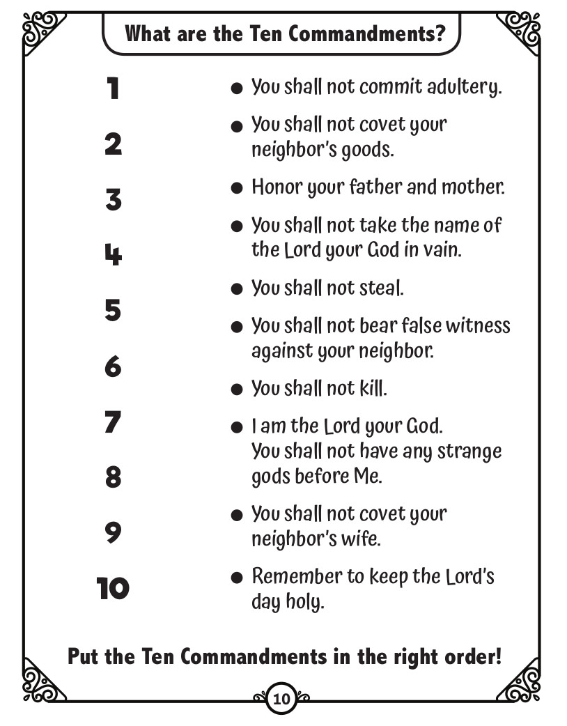 10 commandments catholic coloring pages