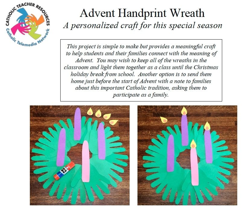 Arts And Crafts: Advent Handprint Wreath - Catholic Teacher Resources