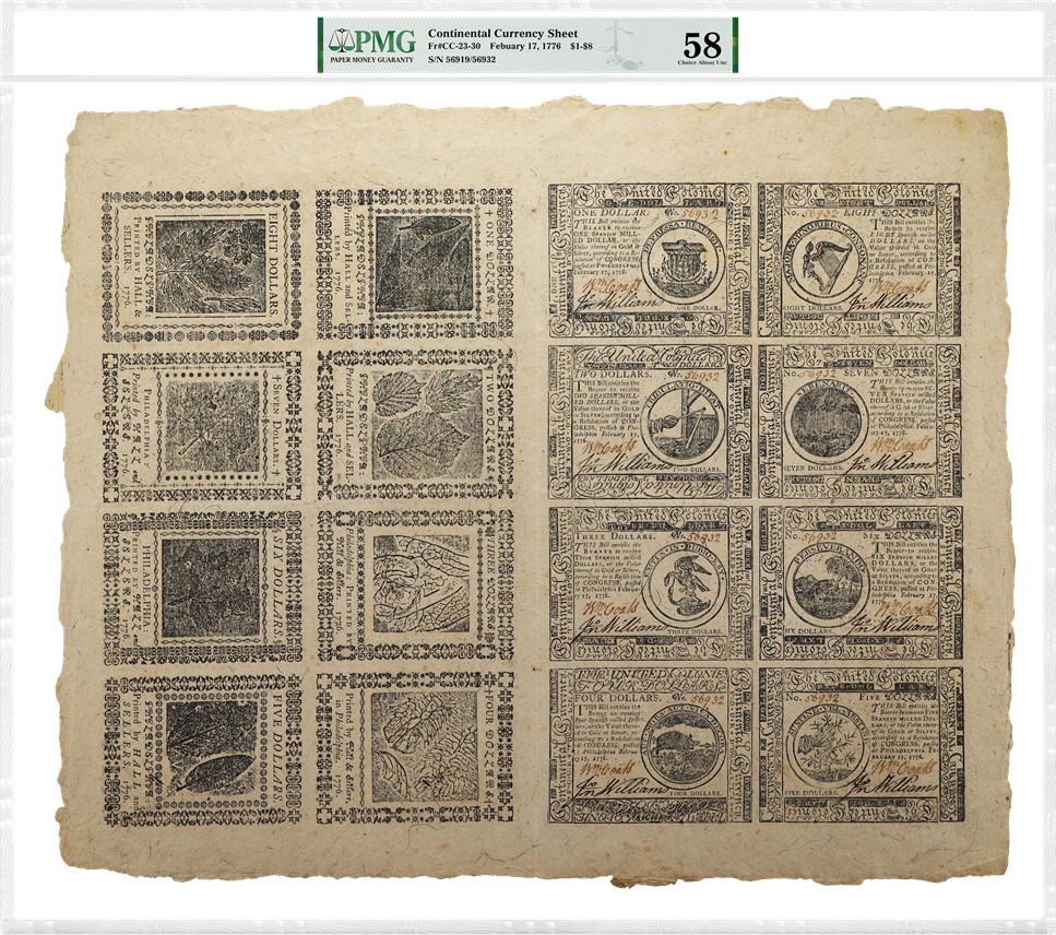 Stack's Bowers Galleries Offers Uncut Sheet of Continental Currency ...