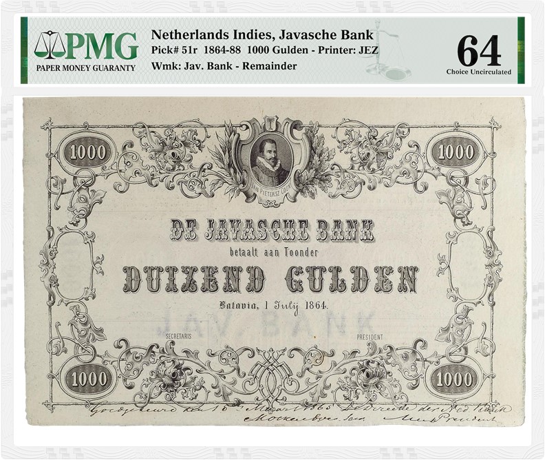 PMG-certified High-denomination Notes from the Netherlands Indies ...