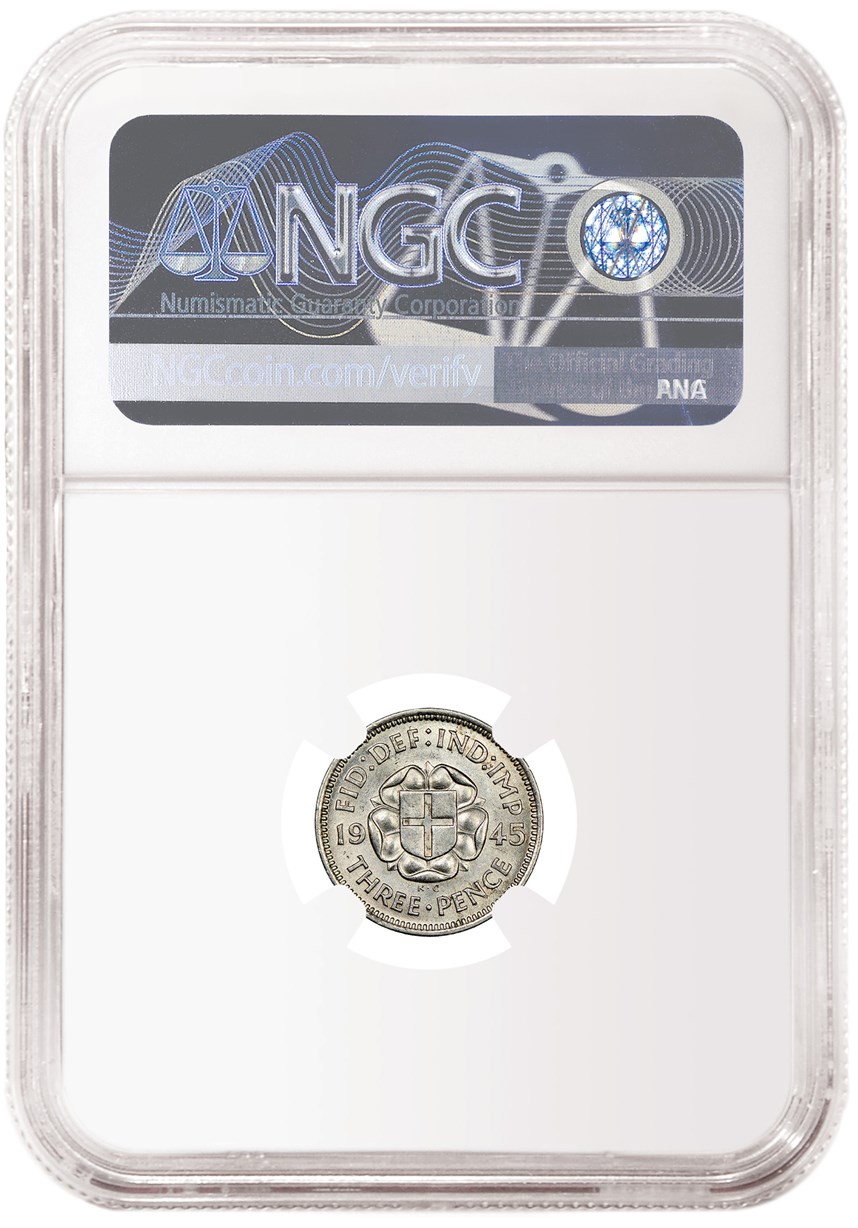 One of Only Two Known Surviving 1945 Silver Threepence Coins Surfaces | NGC