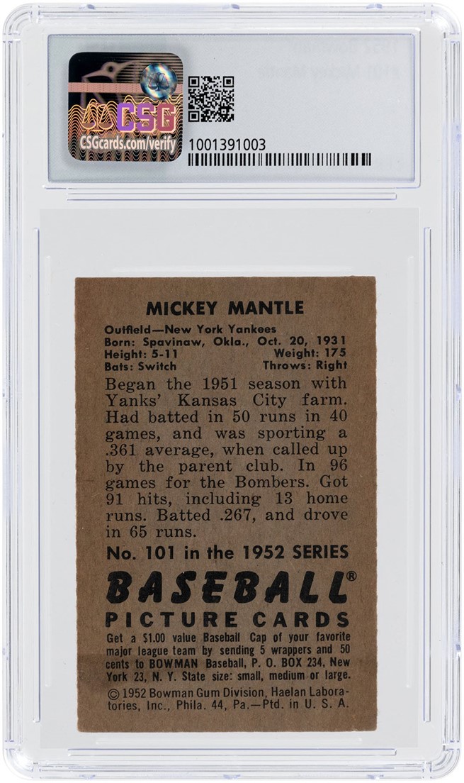 CSG-graded Mickey Mantle Card Shines in Hake's Auction | CGC