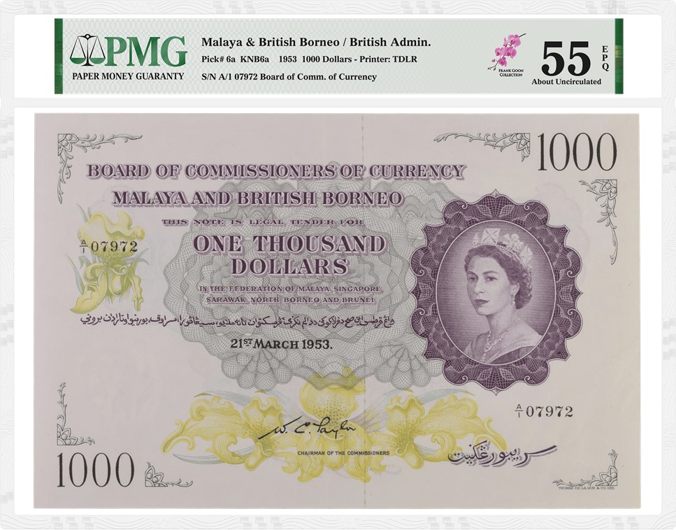 PMG-certified British Malayan Note from the Goon Collection Realizes ...