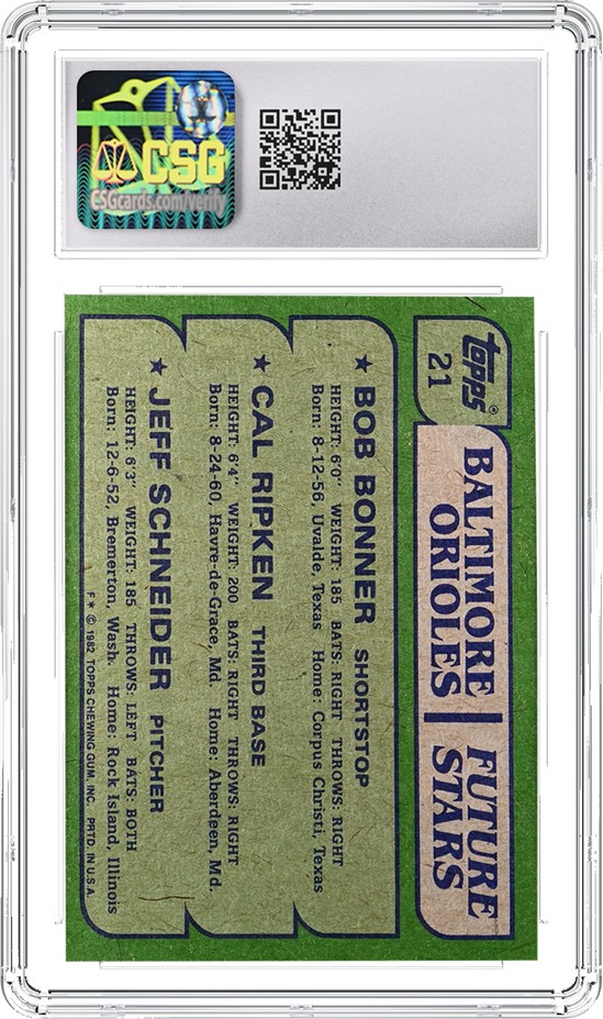 CSG Certifies High-grade 1982 Topps Cal Ripken Jr. Rookie Card | CGC