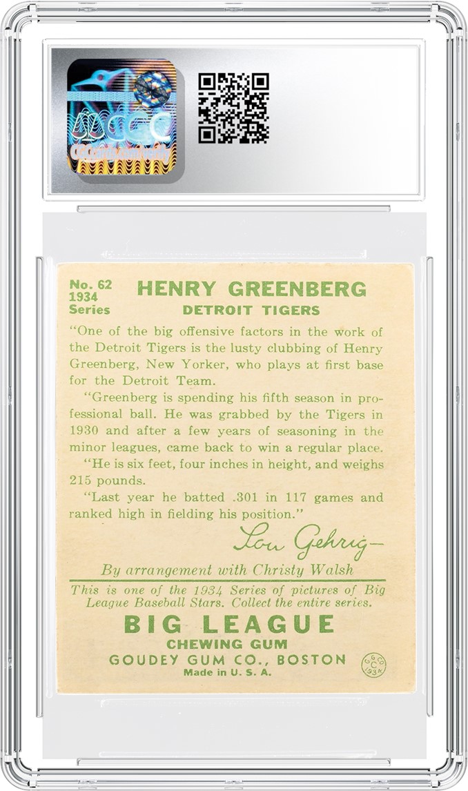 CGC Cards Certifies Large Collection of Vintage 1934 Goudey Baseball ...