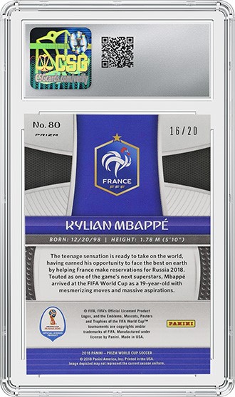 Rare CSG-certified 2018 Kylian Mbappé Rookie Card Realizes Over $15,000 ...