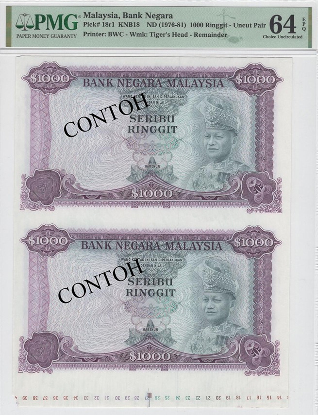 PMG-certified Uncut Pair of Malaysia Notes at Center Stage in Auction | PMG