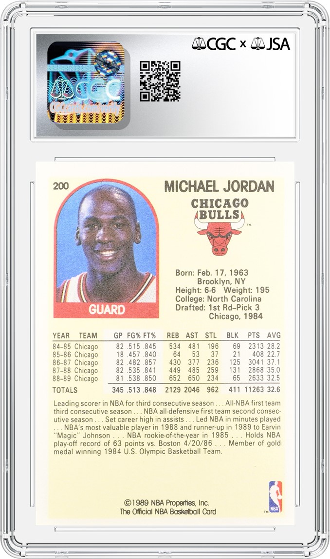 Autographed 1989-90 Hoops #200 Michael Jordan Certified by CGC x JSA ...