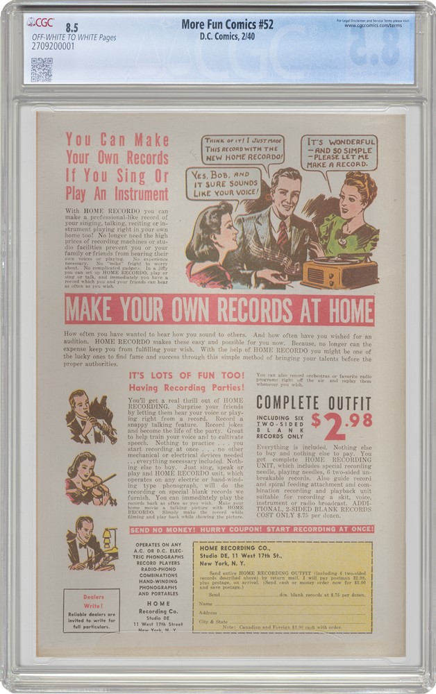 CGC-graded More Fun Comics #52 Expected to Set New Record | CGC