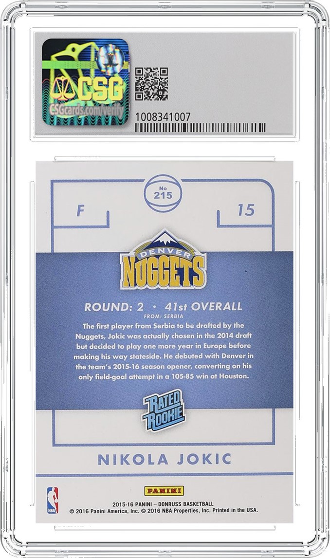 CSG Card of the Month: 2015-16 Donruss #215 Nikola Jokic Rated Rookie | CGC