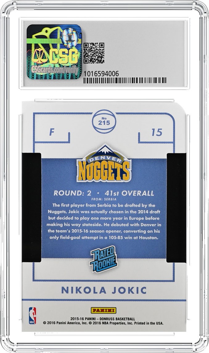 CSG Card of the Month: 2015-16 Donruss #215 Nikola Jokic Rated Rookie | CGC