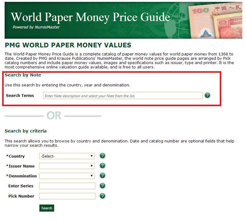 World Paper Money Price Guide Review | PMG