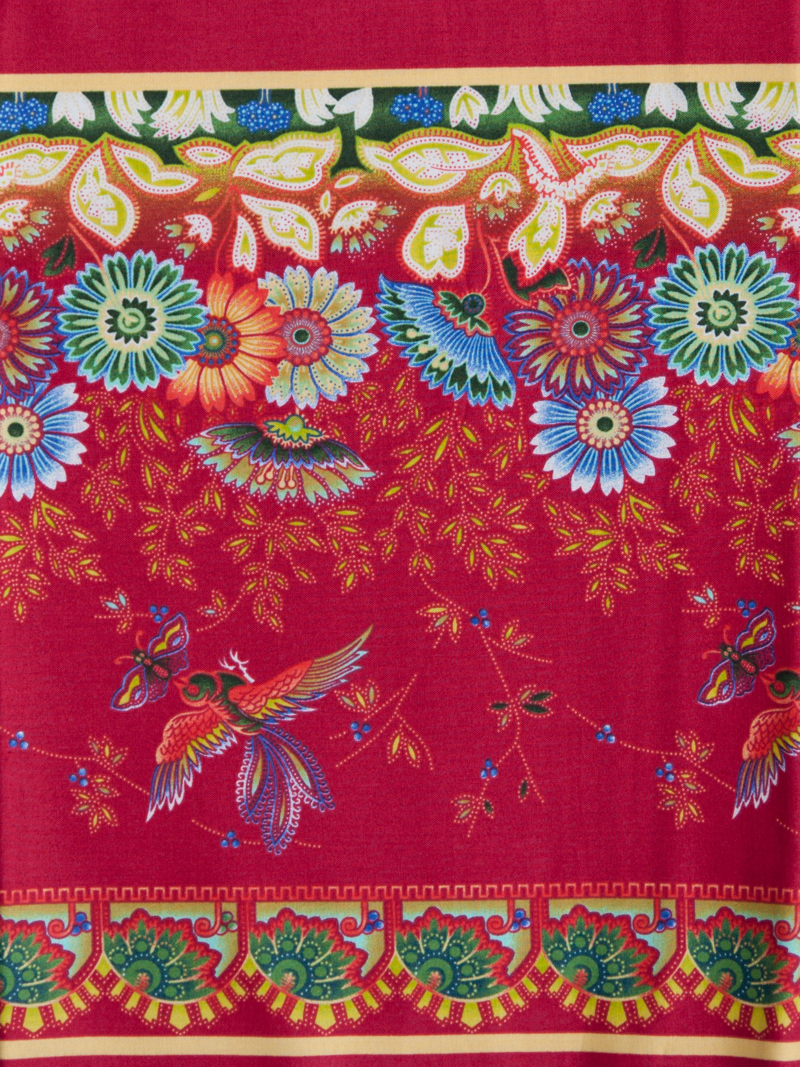 Gypsy Border Fabric - Red | April's Crafternoons, Fabric By the Yard ...