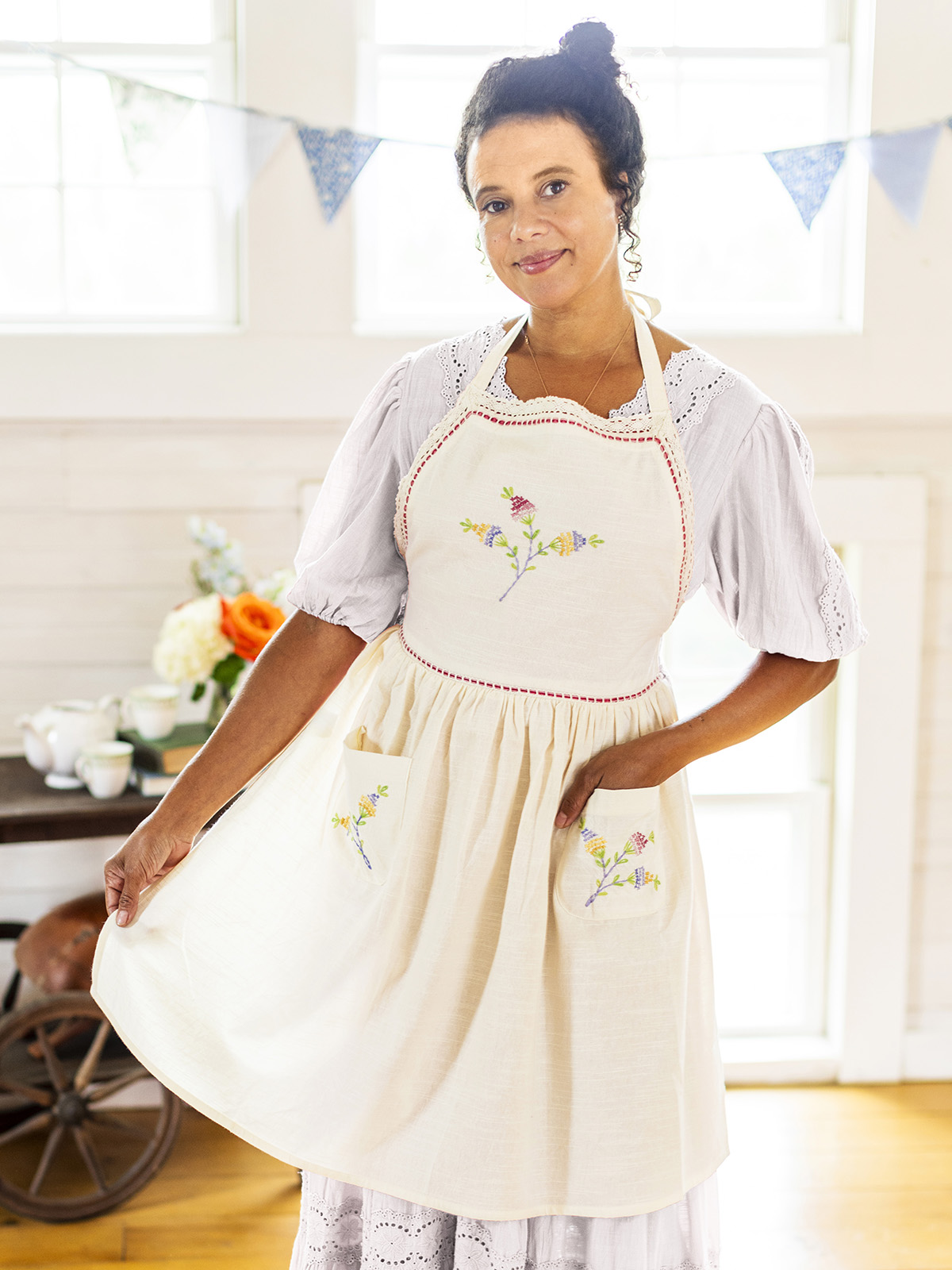 Blossom Toss Embroidered Apron | Collections, Kitchen & Table Linens ...